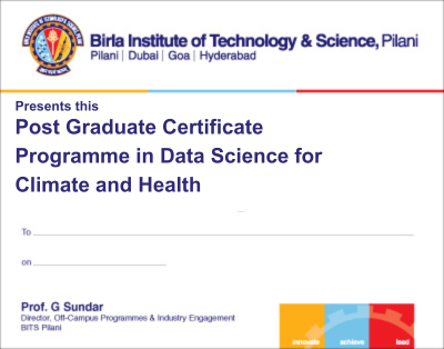 Post Graduate Certificate Programme in Data Science for Climate and ...