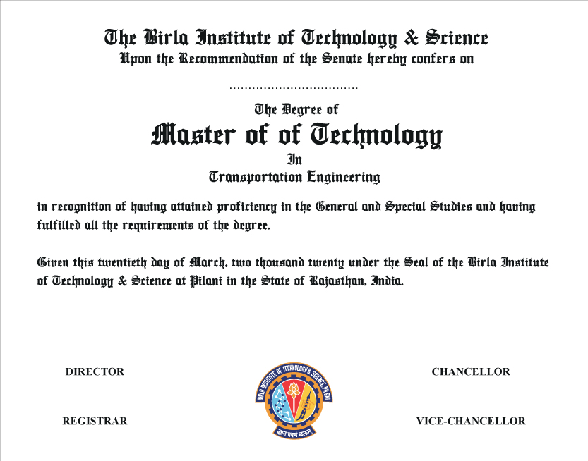 M.Tech Transportation Engineering for Working Professionals | BITS WILP